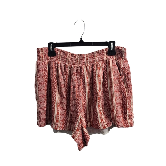 Knox Rose | Shorts | Knox Rose Red Beige Casual Boho Shorts Xl Smocked ...